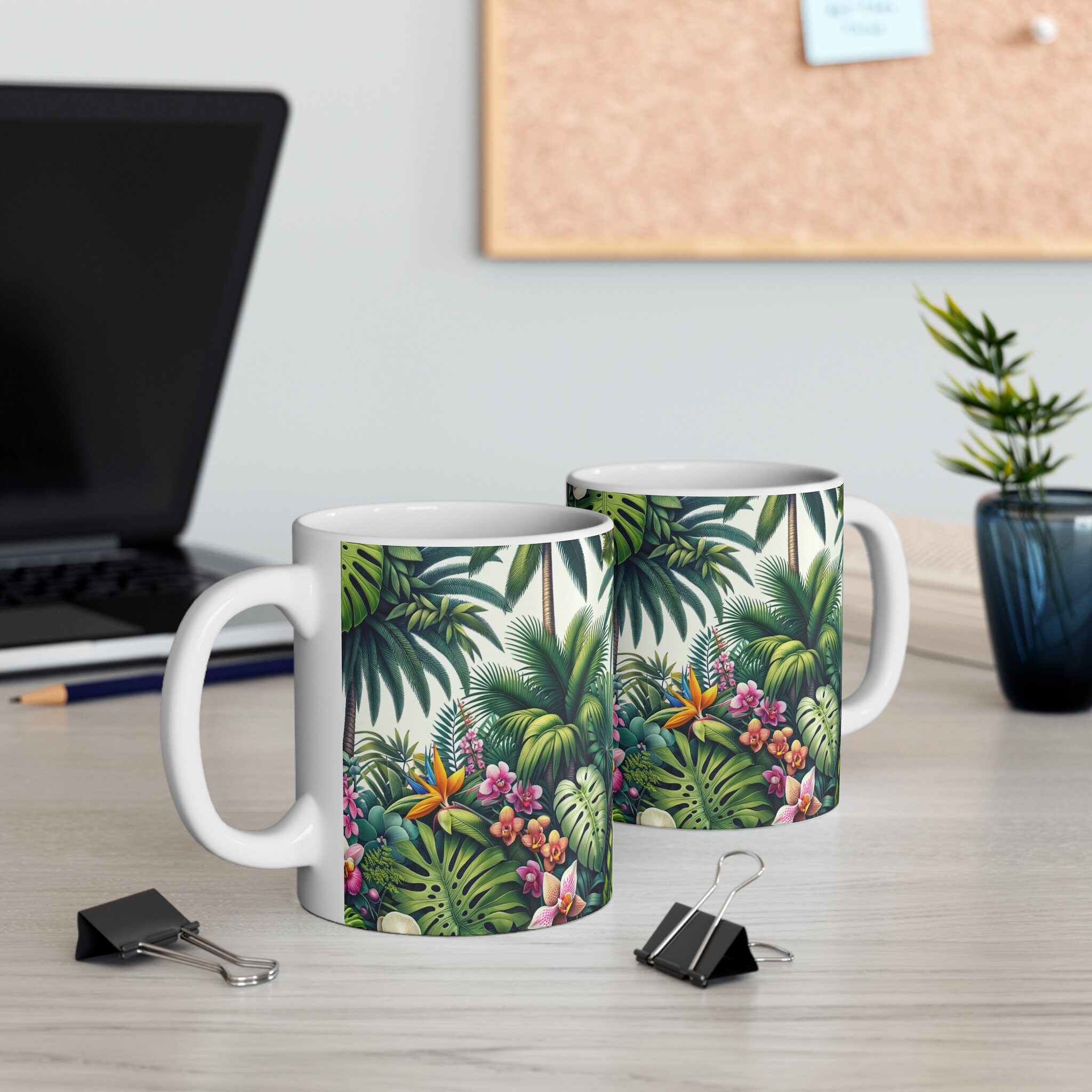 TROPICAL COFFEE MUGS, Monstera Mug, Jungle Theme Ceramic Mug, Hawaiian ...