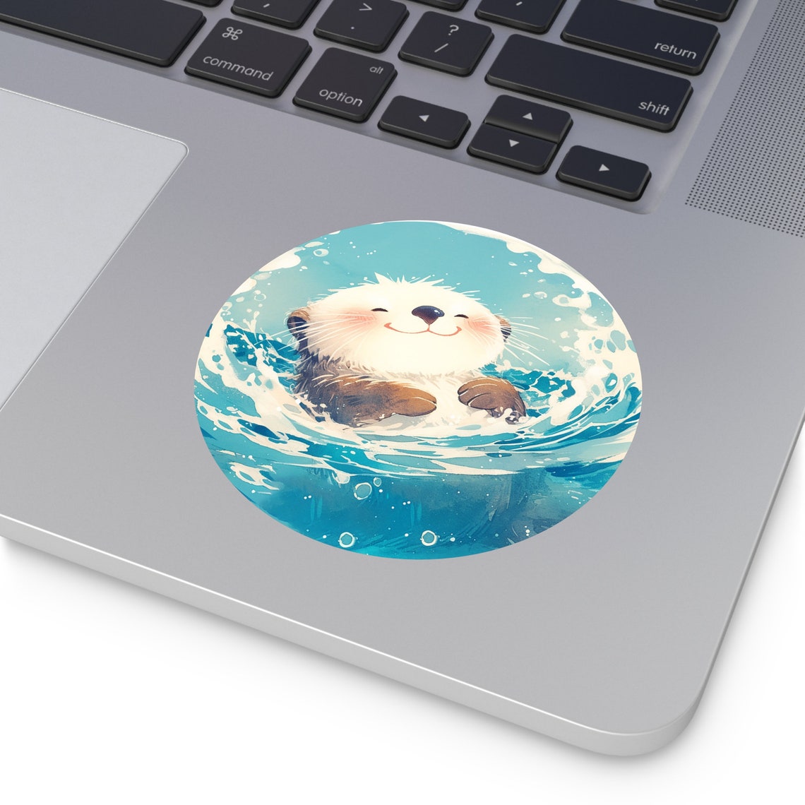 Kawaii Sea Otter Round Vinyl Stickers Camping Hydro Flask Waterproof ...