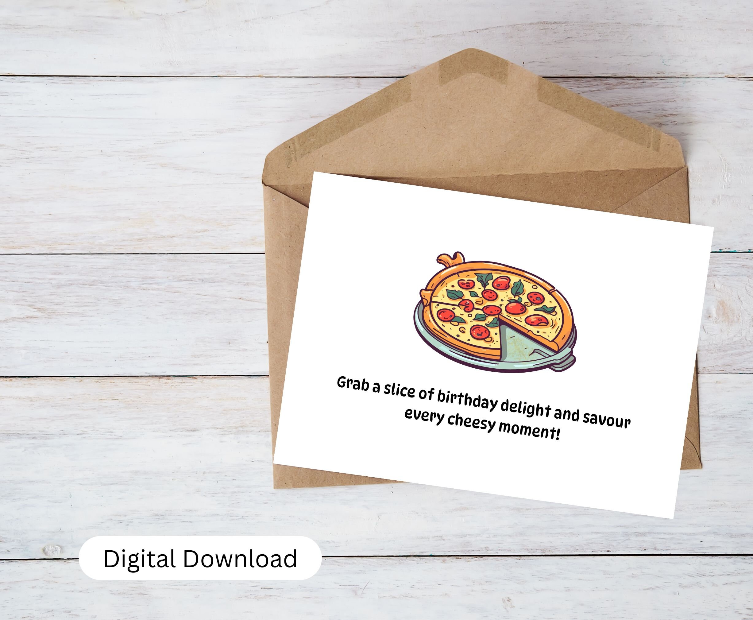 Printable Fun Pizza Birthday Card, Digital Download, Instant Download ...