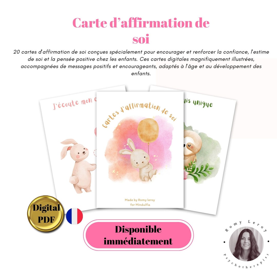 20 Self-affirmation Cards Digital Positive Card in French Children ...