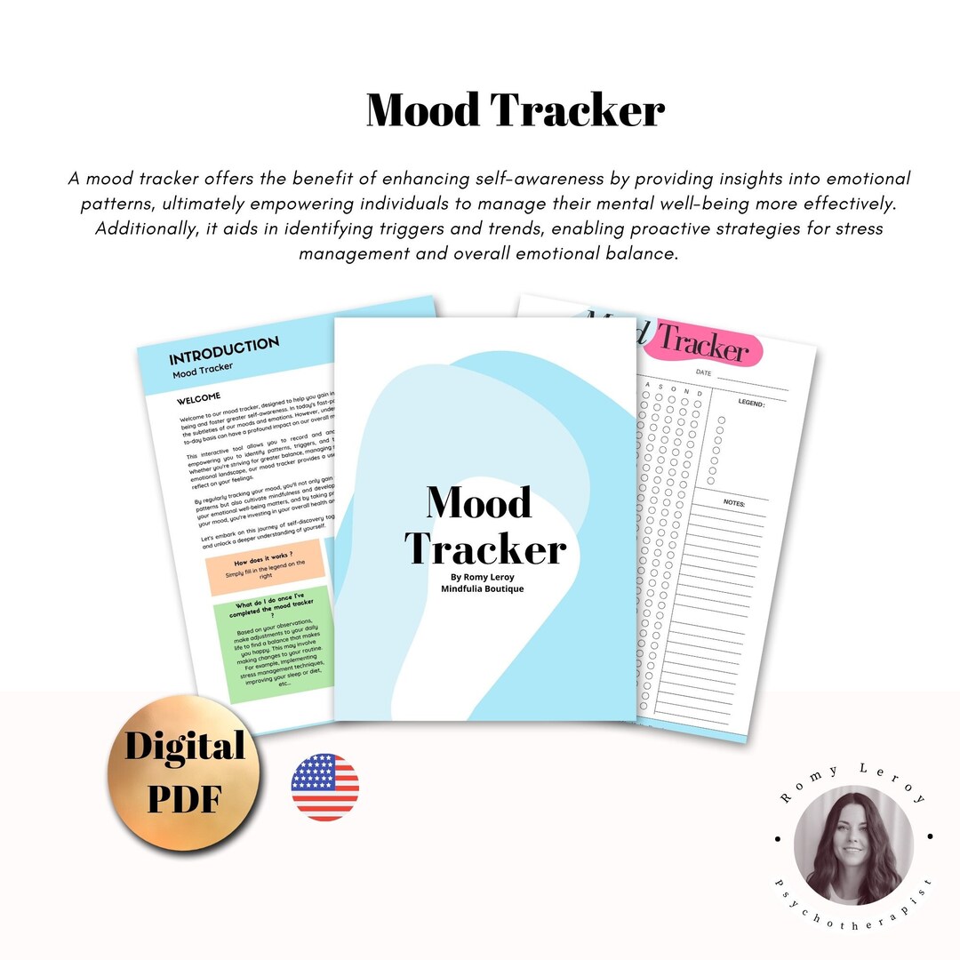 Mood Tracker Your Mood Monitoring Companion ENGLISH Printable Planner ...