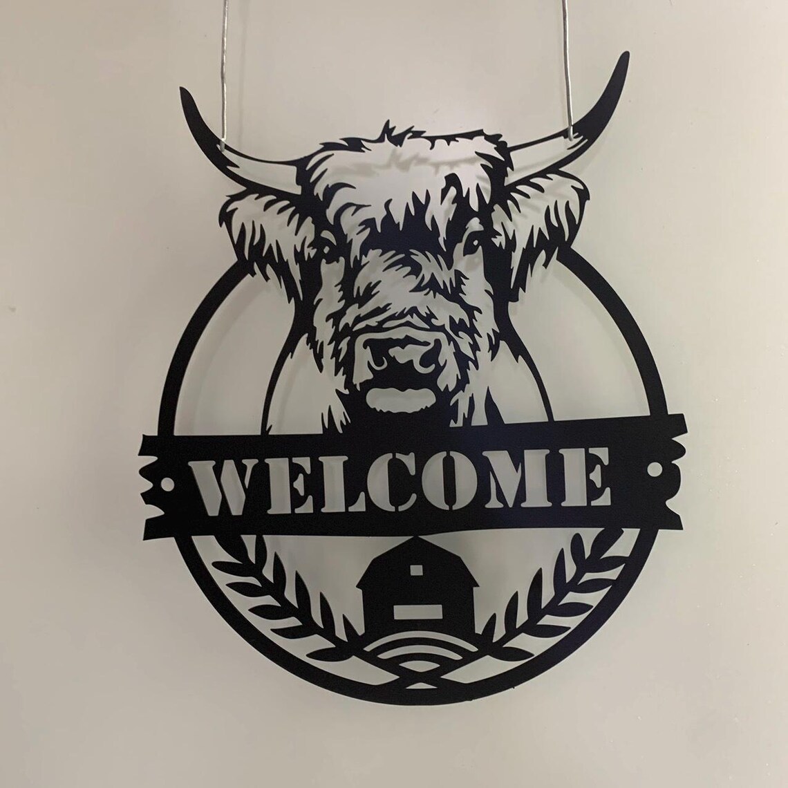 Custom Highland Cow Monogram Metal Wall Art, Personalized Highland Cow ...