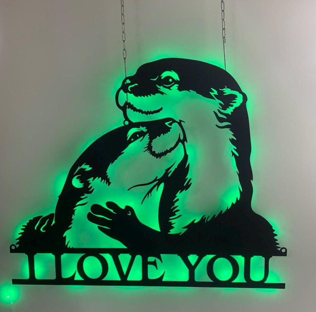 Personalized Couple Otter Metal Wall Art With LED Light,custom Couple ...