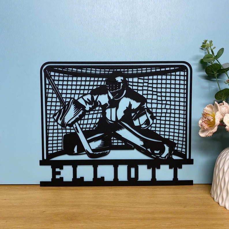 Custom Hockey Goalie Metal Wall Art, Personalized Air Hockey Metal Name ...
