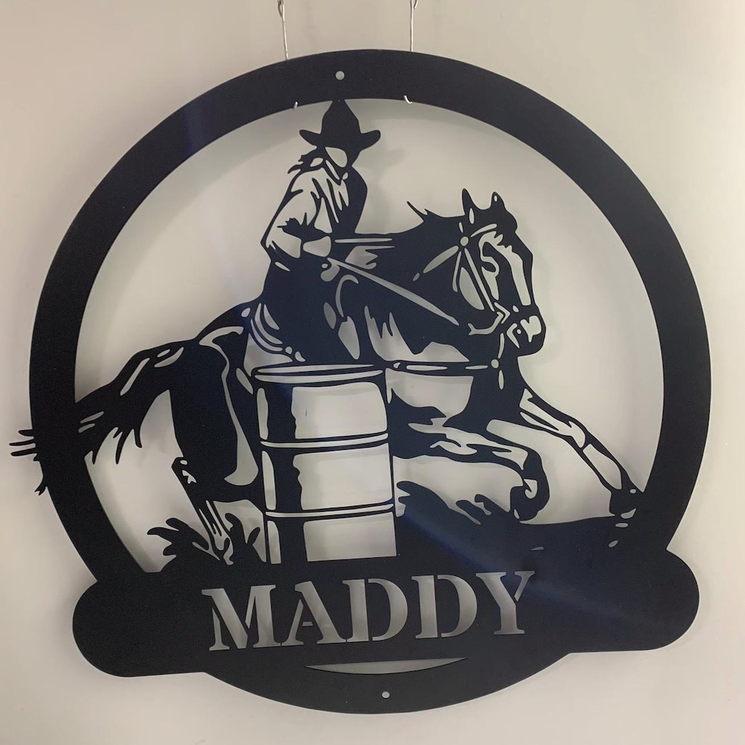 Personalized Barrel Racing Metal Wall Art, Custom Barrel Racing ...