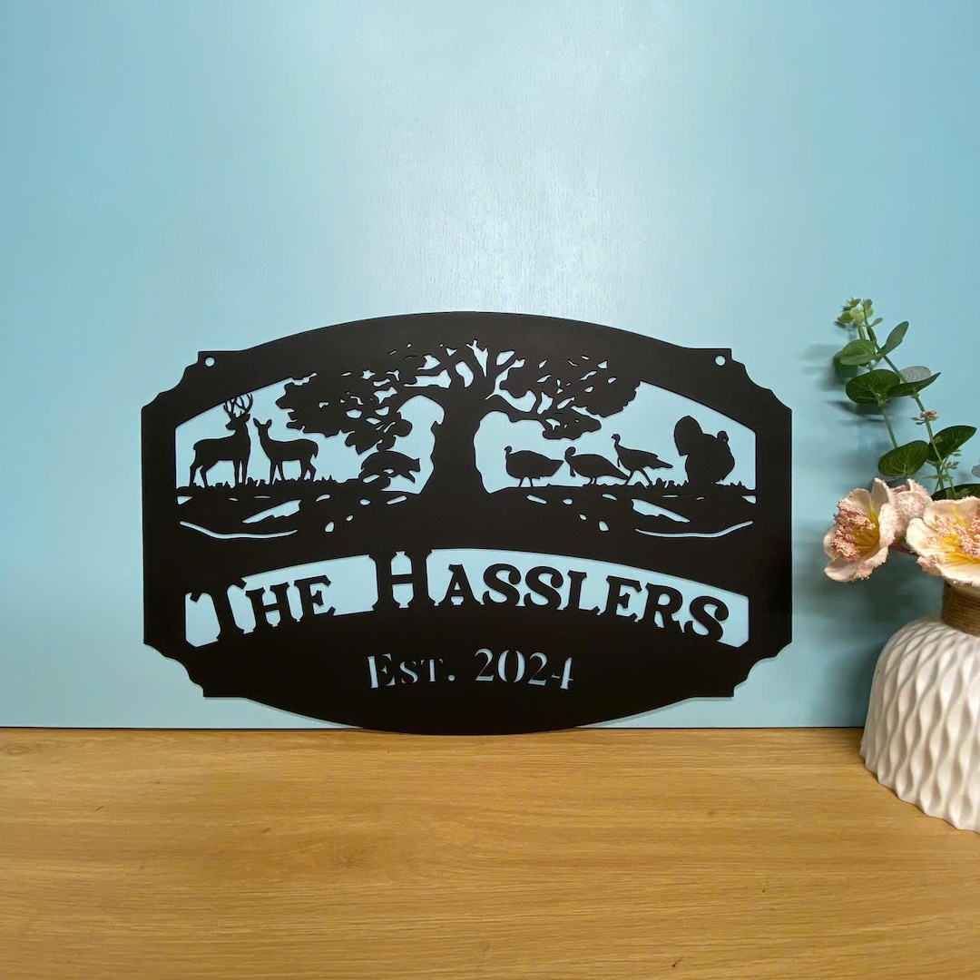 Personalized Farmhouse Metal Entrance Sign, Custom Wild Animal Metal ...