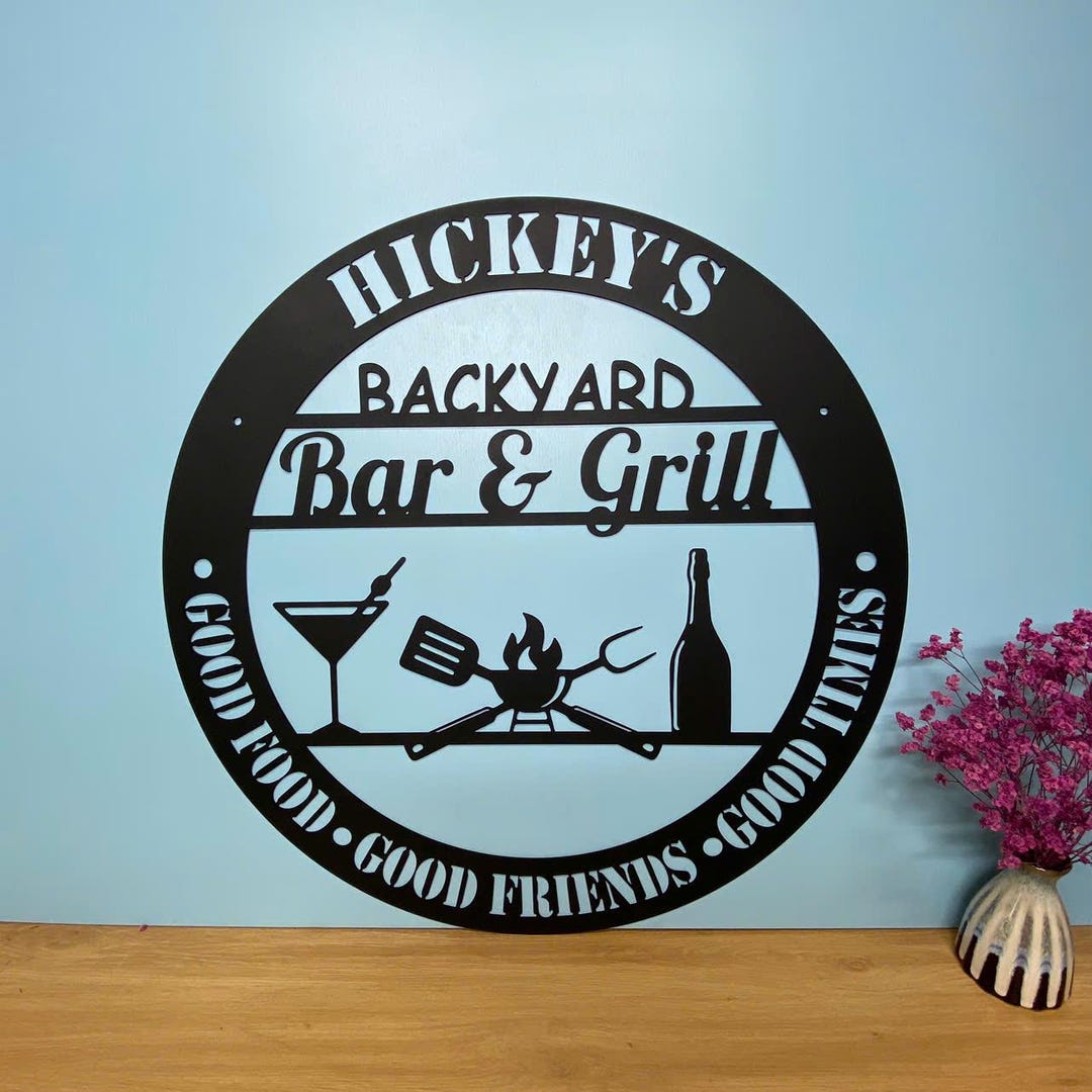 Custom Bar Grill Backyard Metal Sign, Personalized Drinks Bar Metal ...