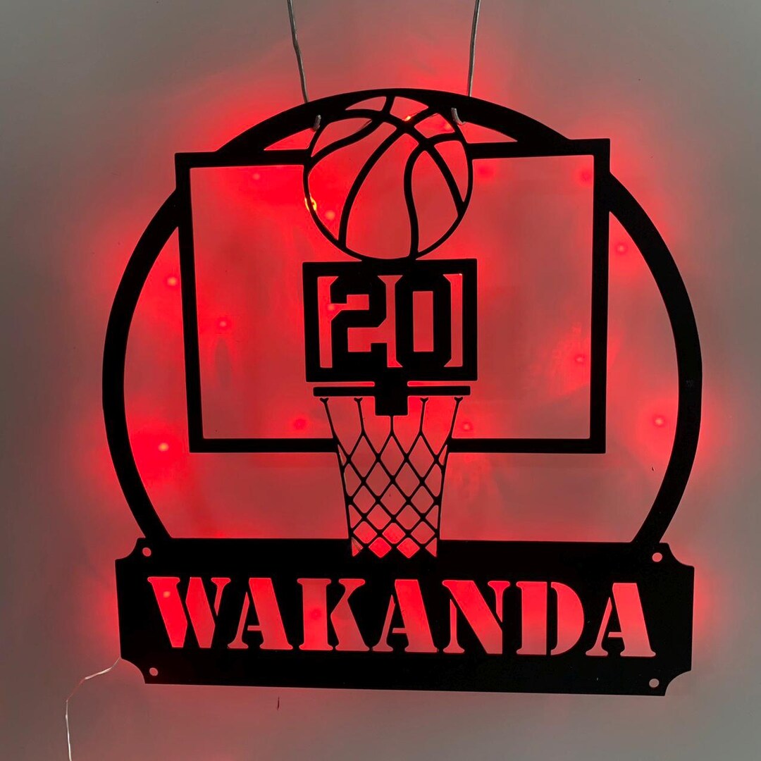 Custom Basketball Metal Wall Art With LED Light, Personalized ...