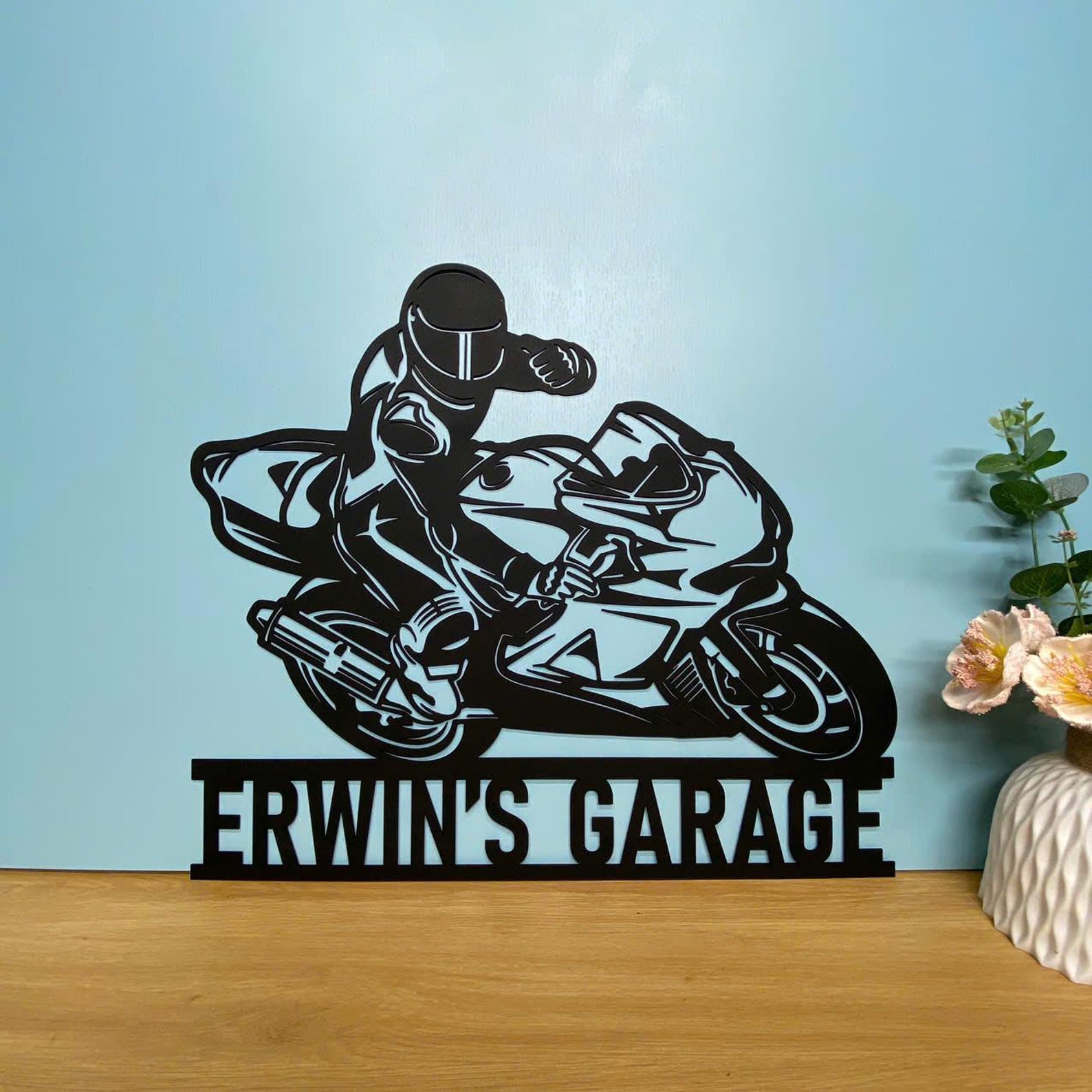 Custom Motorcycle Metal Wall Art, Motorcycle Garage Metal Wall Hanging ...