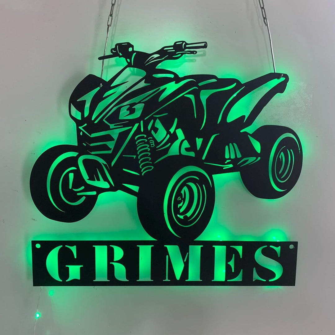 Custom Quad Bike Metal Wall Art With LED Light, Personalized Dirt Bike ...