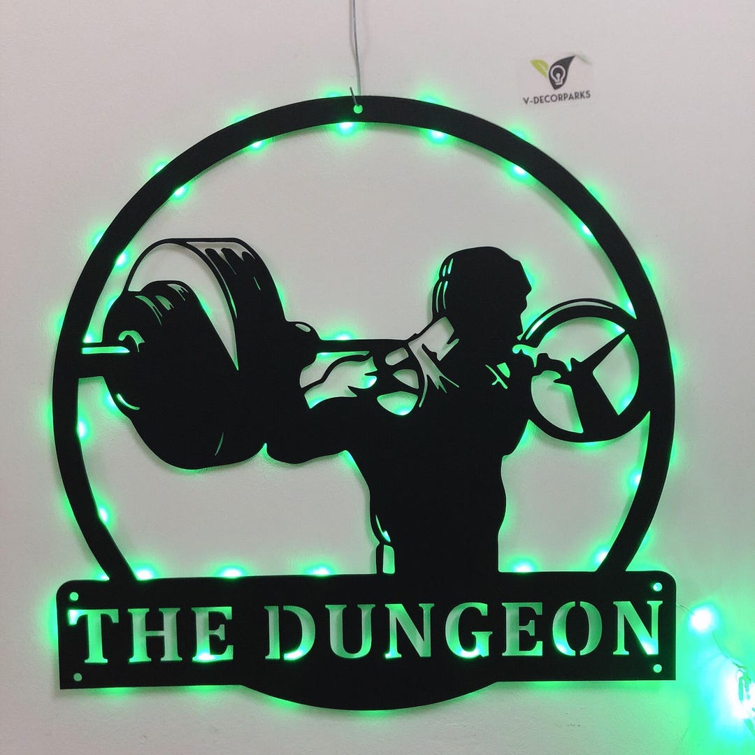 Personalized Home Gym Sign With LED Light, Workout Wall Art, Metal ...