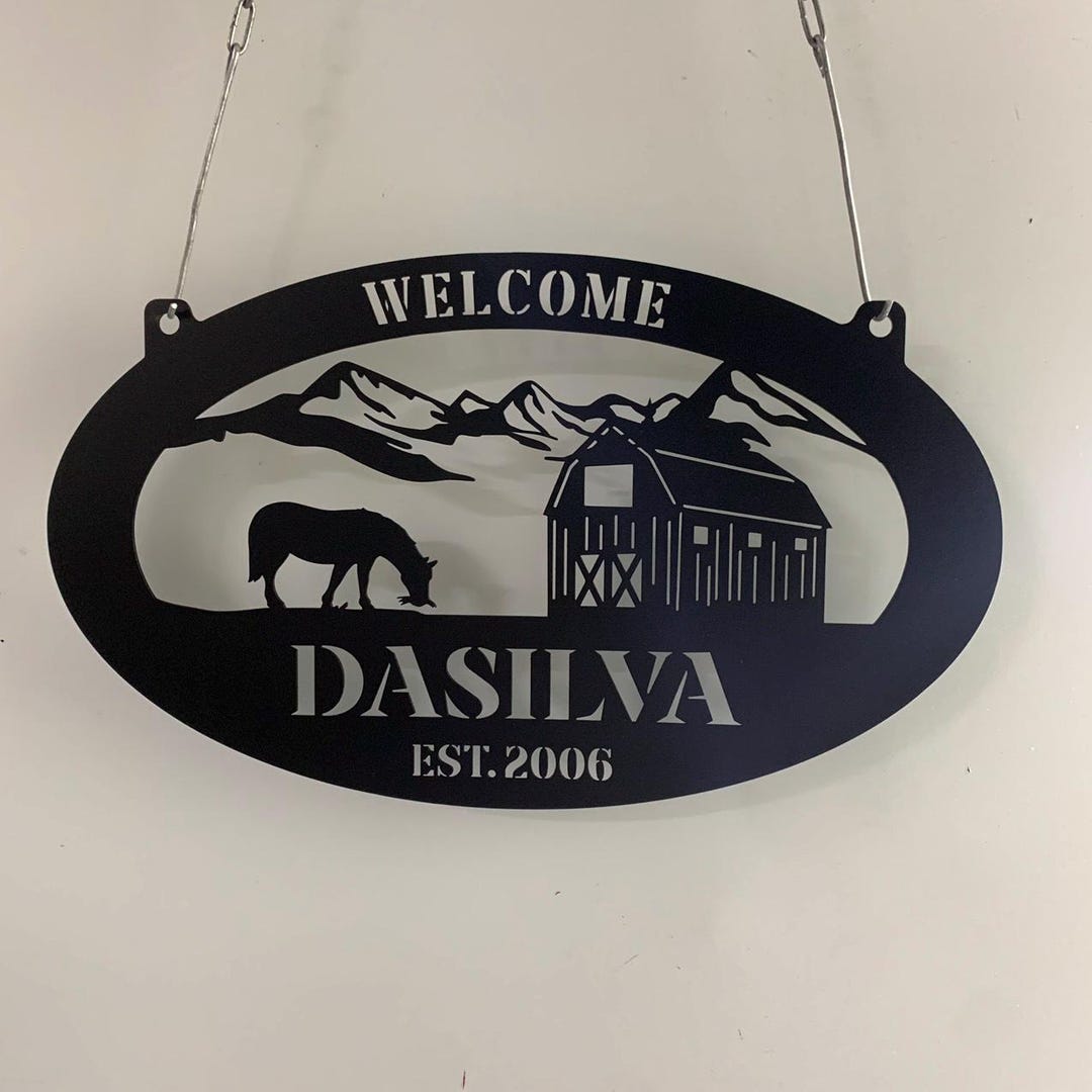 Custom Farmhouse Metal Wall Art, Personalized Family Name Metal Sign ...