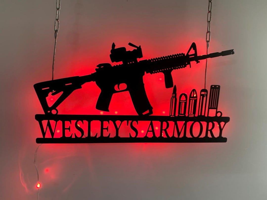 Custom Sniper Gun Metal Wall Art With LED Lights, Personalized Gun ...