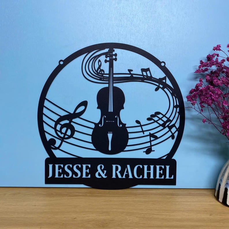Personalized Cello Monogram Metal Wall Art, Custom Violin Player Metal ...
