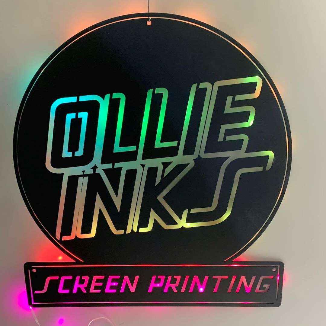 Custom Logo Design Metal Wall Art With LED Light, Personalized Business ...