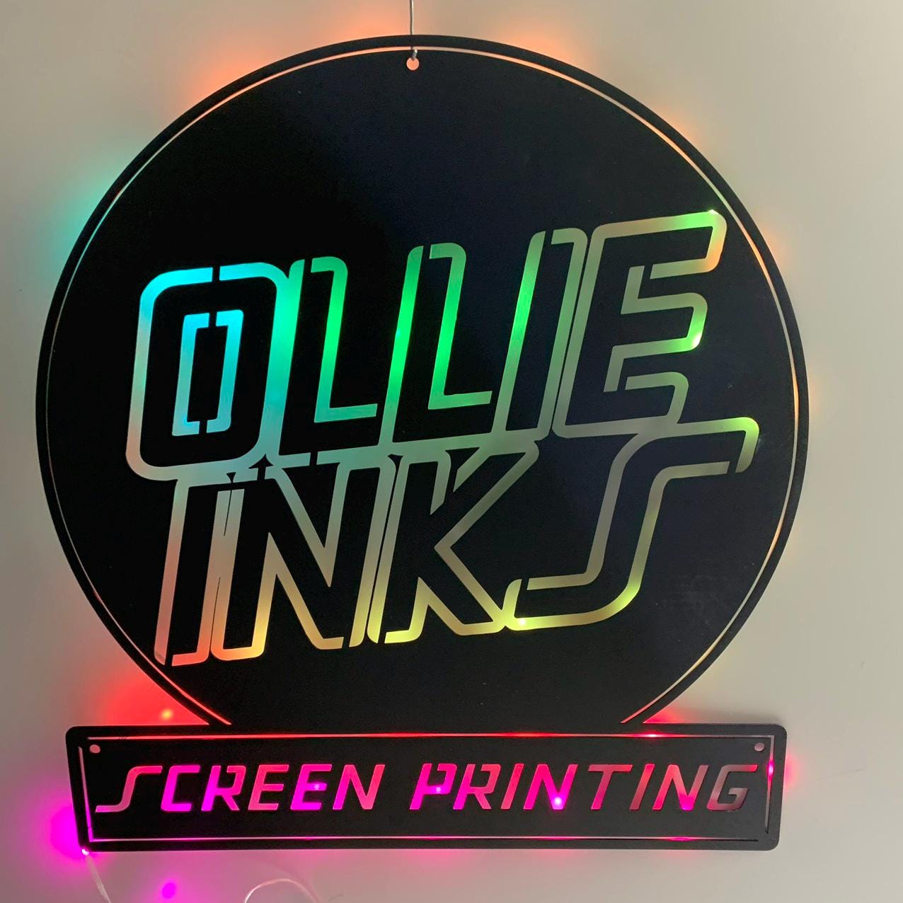 Custom Logo Design Metal Wall Art With LED Light, Personalized Business ...