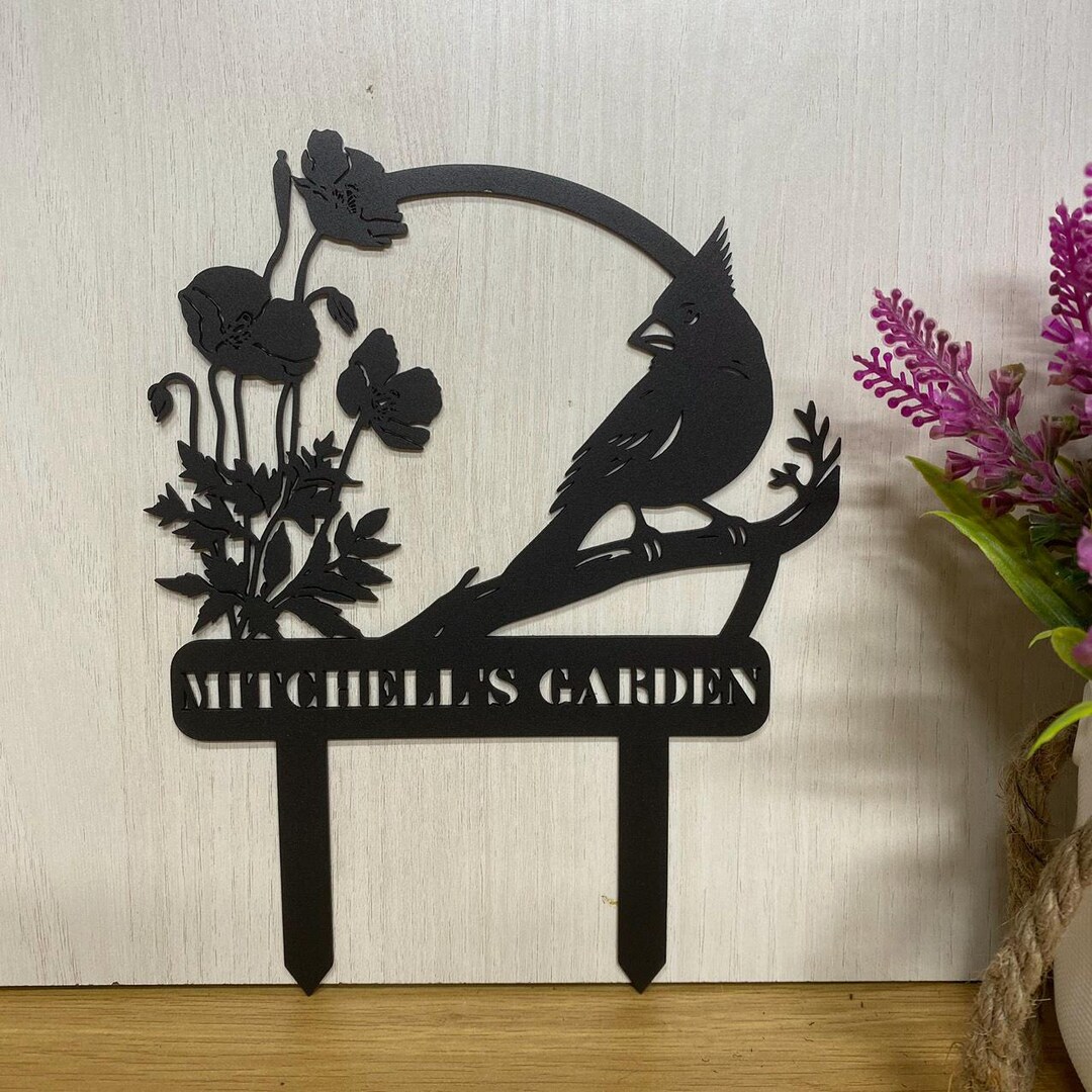 Personalized Cardinal Metal Garden Stake, Custom Your Garden Metal Sign ...