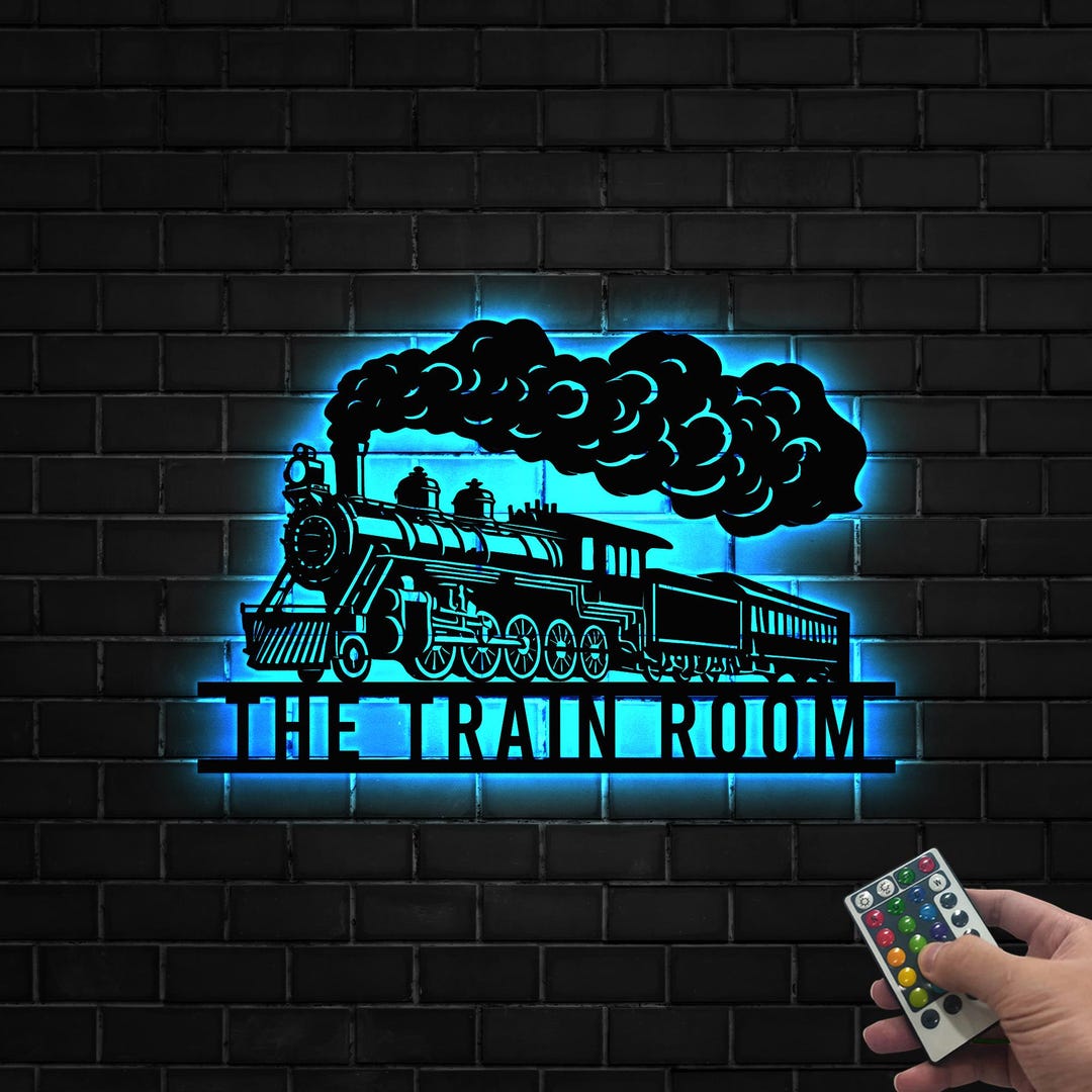 Custom Train Sign With Led Light,train Metal Sign,train Room Decor ...