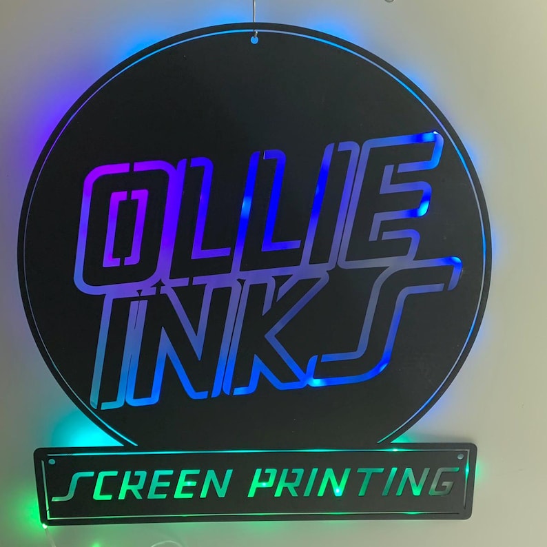 Custom Logo Design Metal Wall Art With LED Light, Personalized Business ...