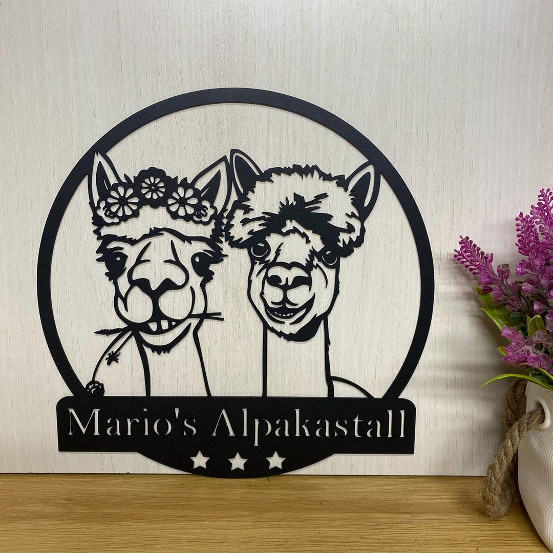 Custom Couple Alpaca Llama Metal Wall Art, Personalized Camel Llama ...