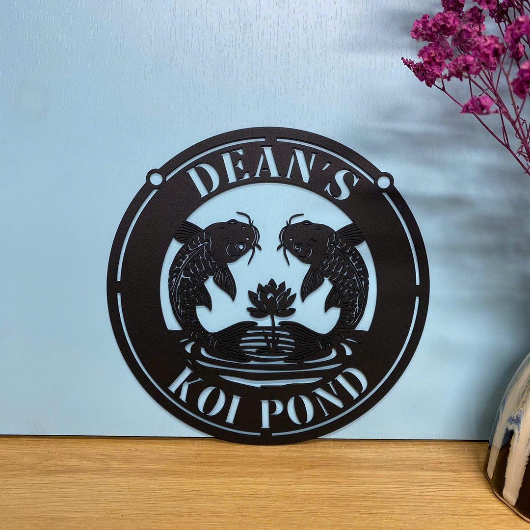 Personalized Koi Pond Metal Wall Hanging, Koi Fish Monogram Metal Name ...