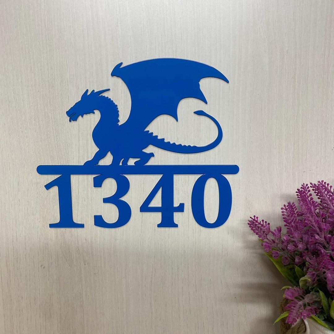 Custom Dragon Address Metal Wall Art, Dragon House Number Metal Wall ...