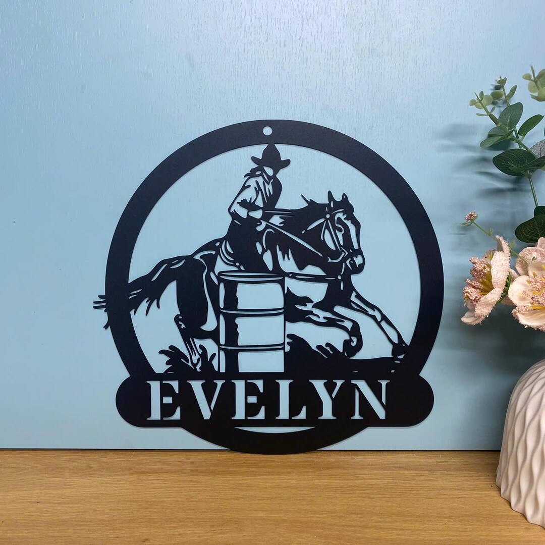 Personalized Barrel Racing Metal Wall Art, Custom Barrel Racing ...