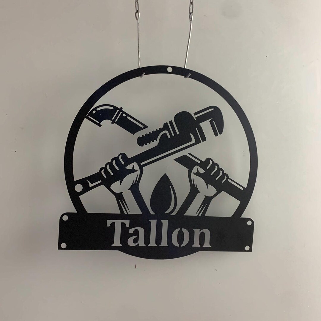 Personalized Plumbing Metal Wall Art, Custom Plumber Metal Name Signs ...