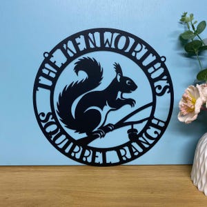 Personalized Squirrel Metal Wall Art, Custom Squirrel Monogram Metal ...