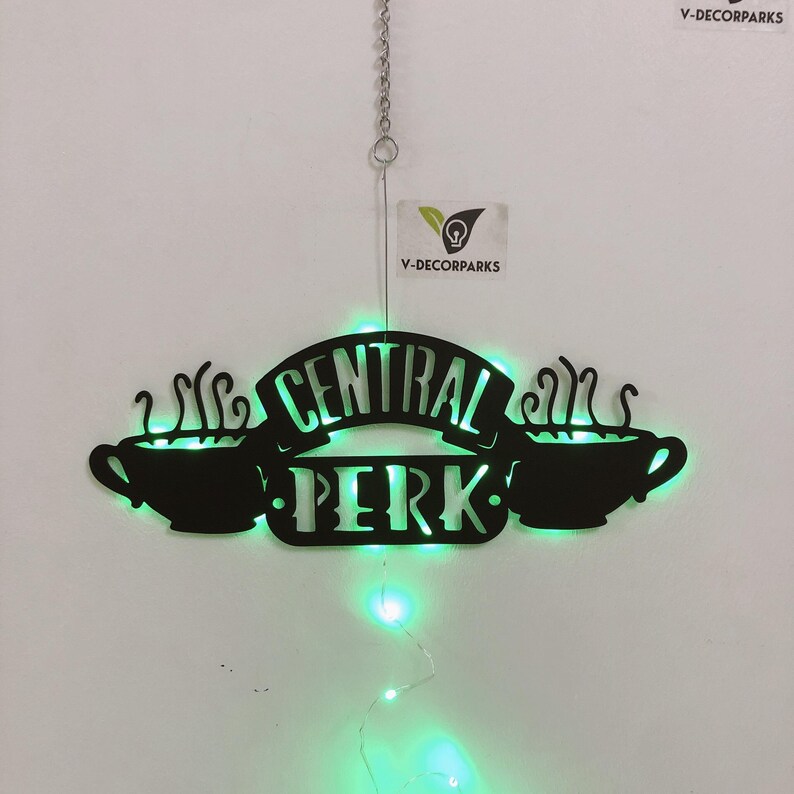 Central Perk Cafe Metal Wall Art With LED Light, Coffee Shop Decor ...