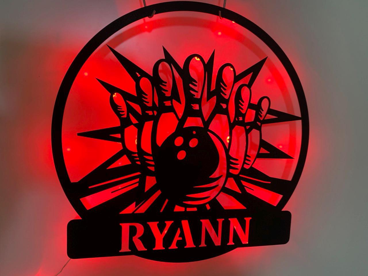 Custom Bowling Metal Wall Art With LED Light, Personalized Bowling ...