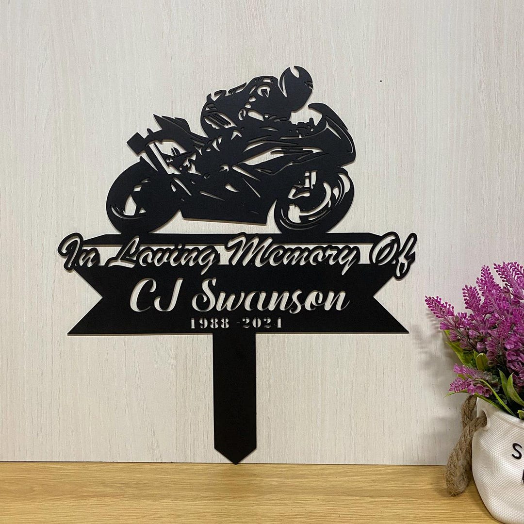 Personalized Motorcycle Biker Memorial Metal Stake,in Loving Memory of ...