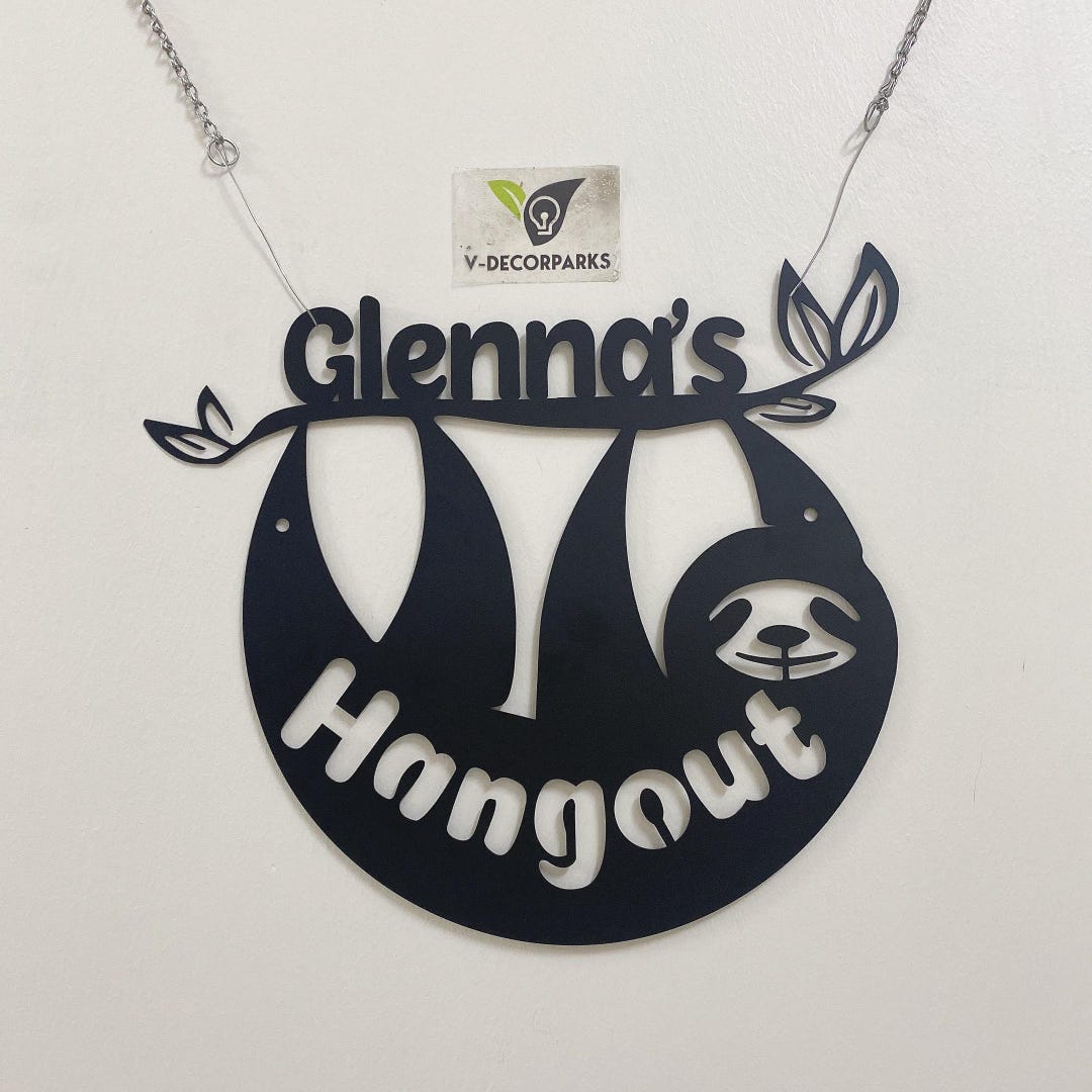 Personalized Sloth Monogram Metal Sign Wall Art, Sloth Hangout Sign ...
