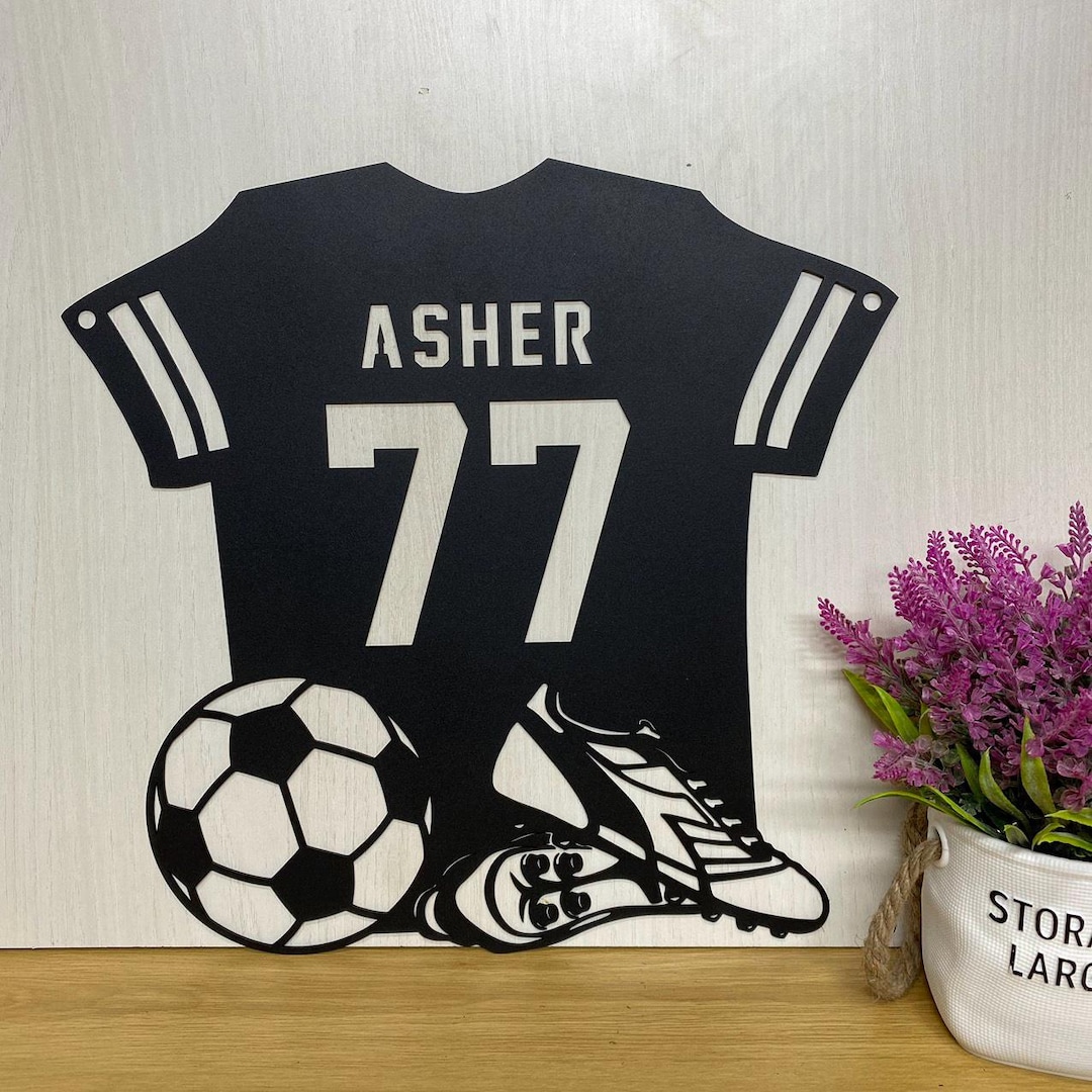 Personalized Soccer Jersey Metal Wall Art, Custom Soccer Player Name ...