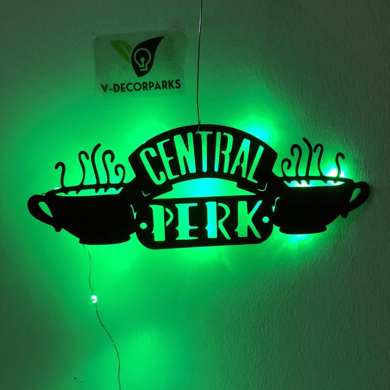 Central Perk Cafe Metal Wall Art With LED Light, Coffee Shop Decor ...