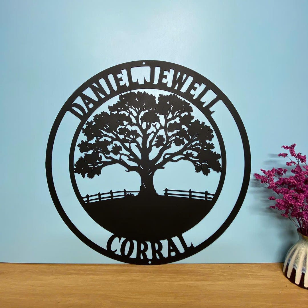 Custom Oak Tree Metal Sign, Personalized Metal Oak Tree Family Name ...