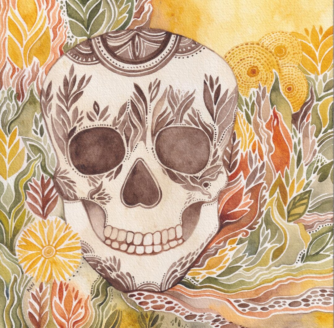Autumn Skull Print by Megan Noel - Etsy