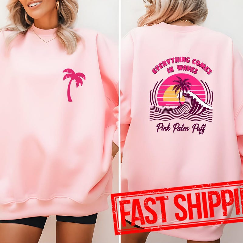 Pink Palm Puffs Hoodie - Etsy