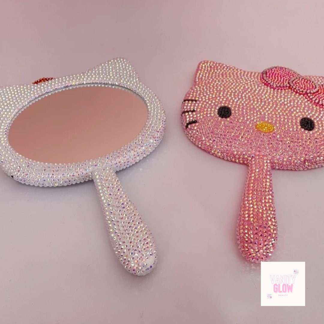 Kawaii Kitty Hand Bling Mirror, Y2K Hello Kitty Mirror - Etsy