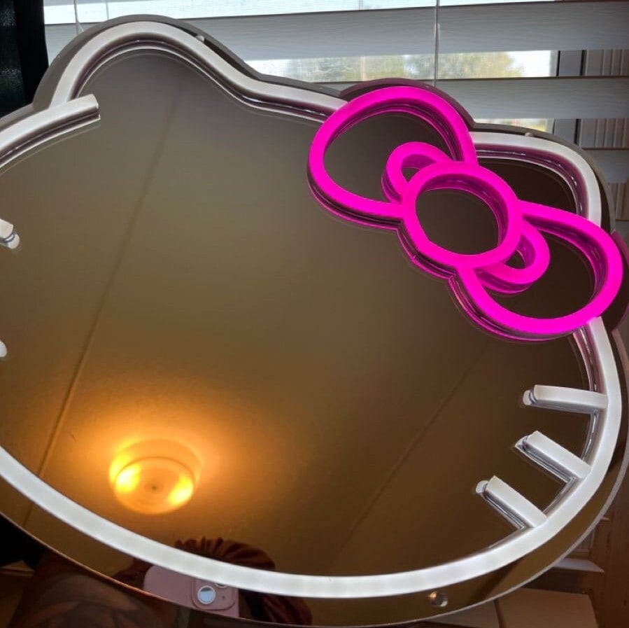 Hello Kitty LED Neon Pink Wall Makeup Cosmetics Mirror - Etsy