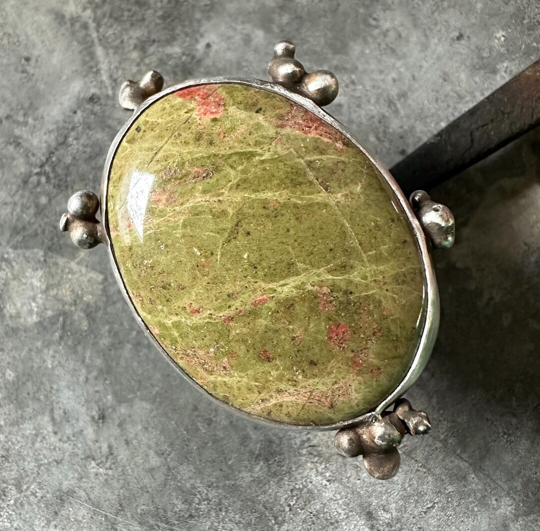 Green Jasper in Sterling With Grain Statement Ring - Etsy