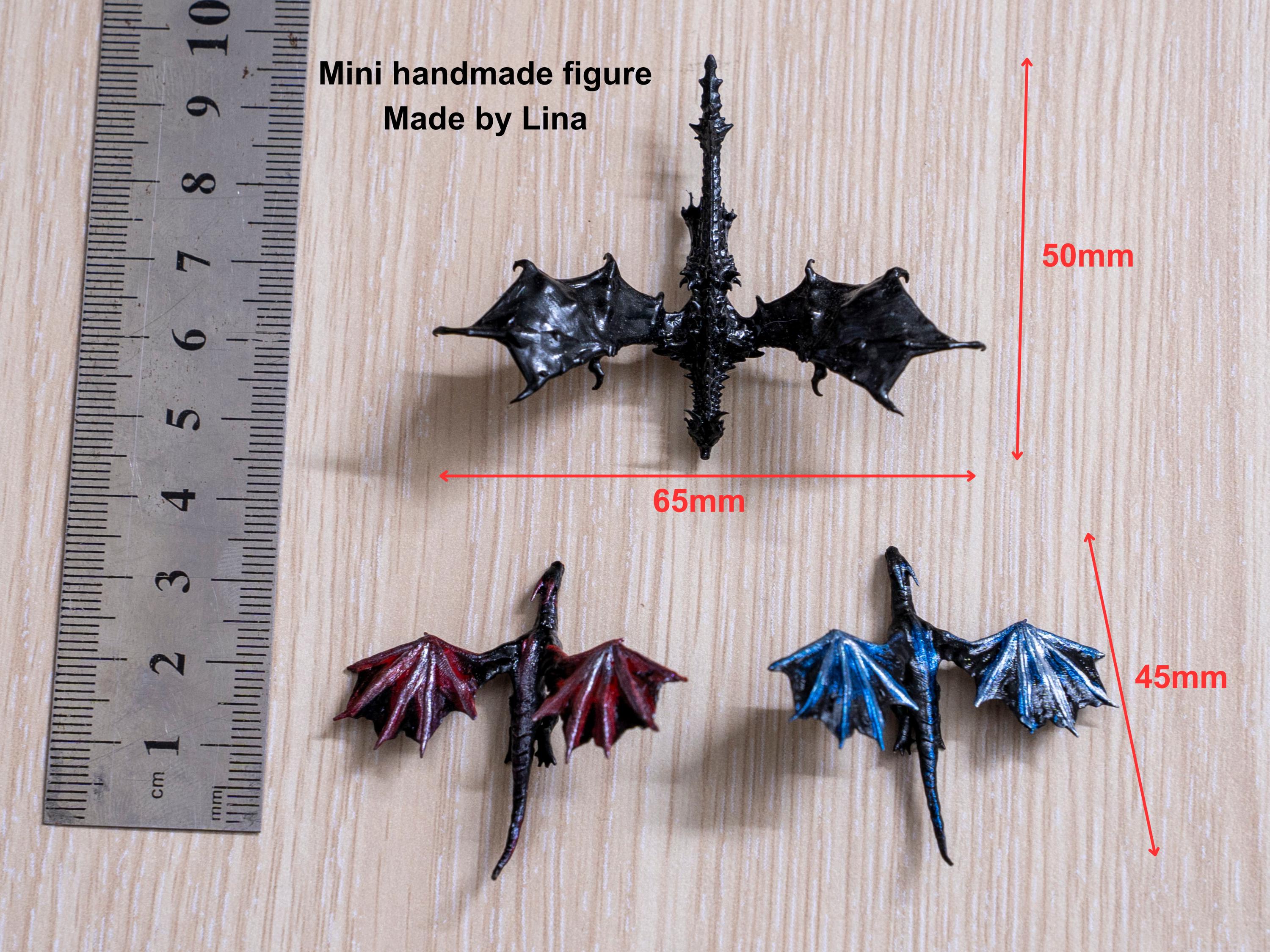 Mini Handmade Dragon Figure Fire Dragon and Ice Dragon Dungeons and ...