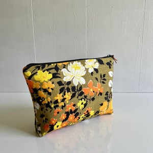 Retro Orange Floral Vintage Fabric Medium Zipper Pouch - Etsy