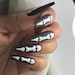 Skeleton Bones Press on Nails | Halloween Fake Nails | Hand-made Glue ...