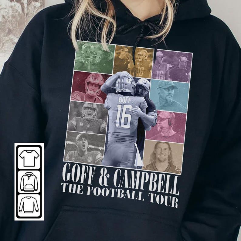 Dan Campbell Jared Goff Detroit Football Merch Shirt, Vintage 90s ...