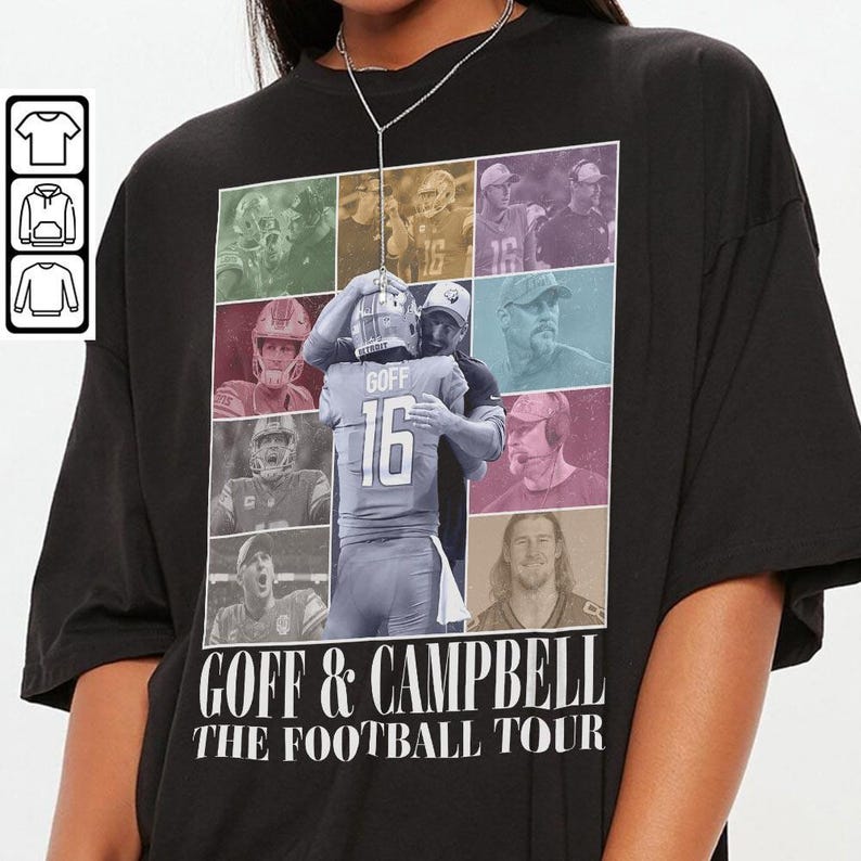 Dan Campbell Jared Goff Detroit Football Merch Shirt, Vintage 90s ...