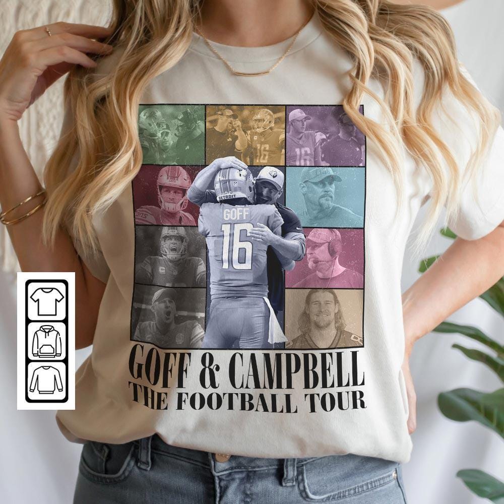 Dan Campbell Jared Goff Detroit Football Merch Shirt, Vintage 90s ...