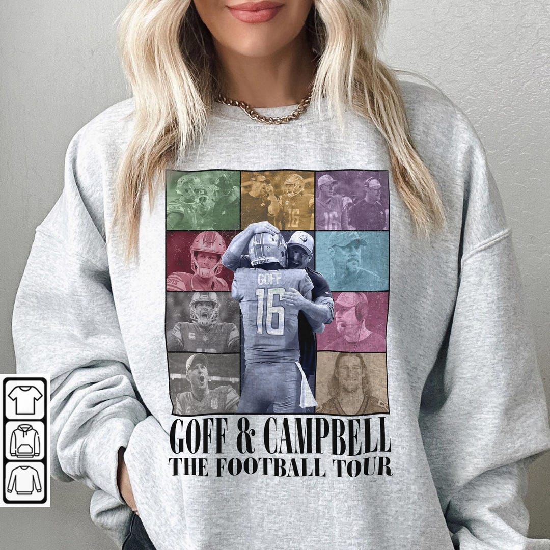 Dan Campbell Jared Goff Detroit Football Merch Shirt, Vintage 90s ...
