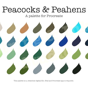 Peacocks & Peahens Colour Palette for Procreate - Etsy