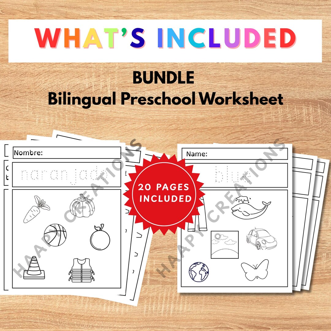 Bilingual Preschool Color Worksheets, Spanish English Learning Pages ...